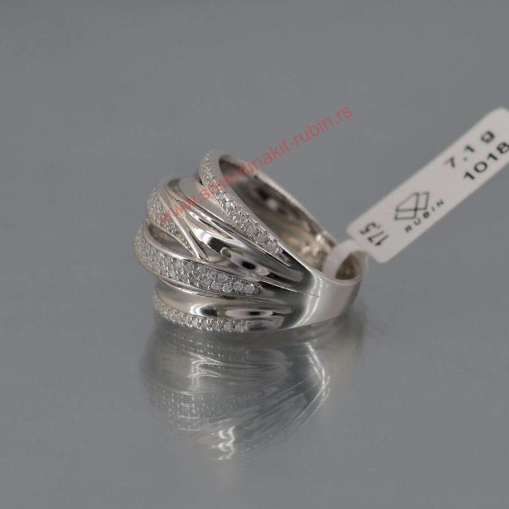 Prsten sa cirkonima isprepletane pruge - 0911 | Srebrni nakit Rubin